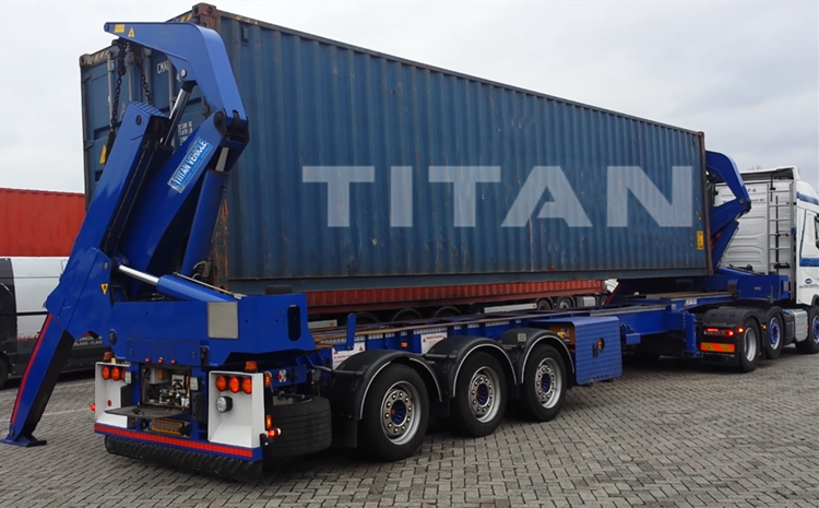 How the container side loader is transported?